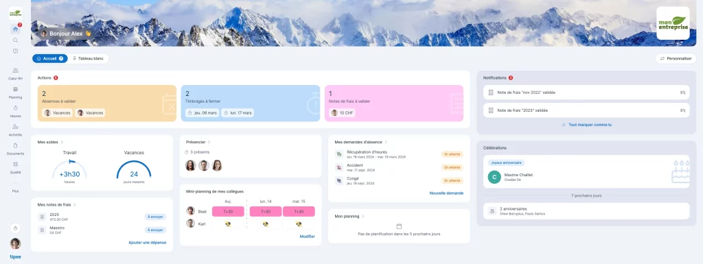 Tableau de bord RH | Pilotez vos équipes avec tipee